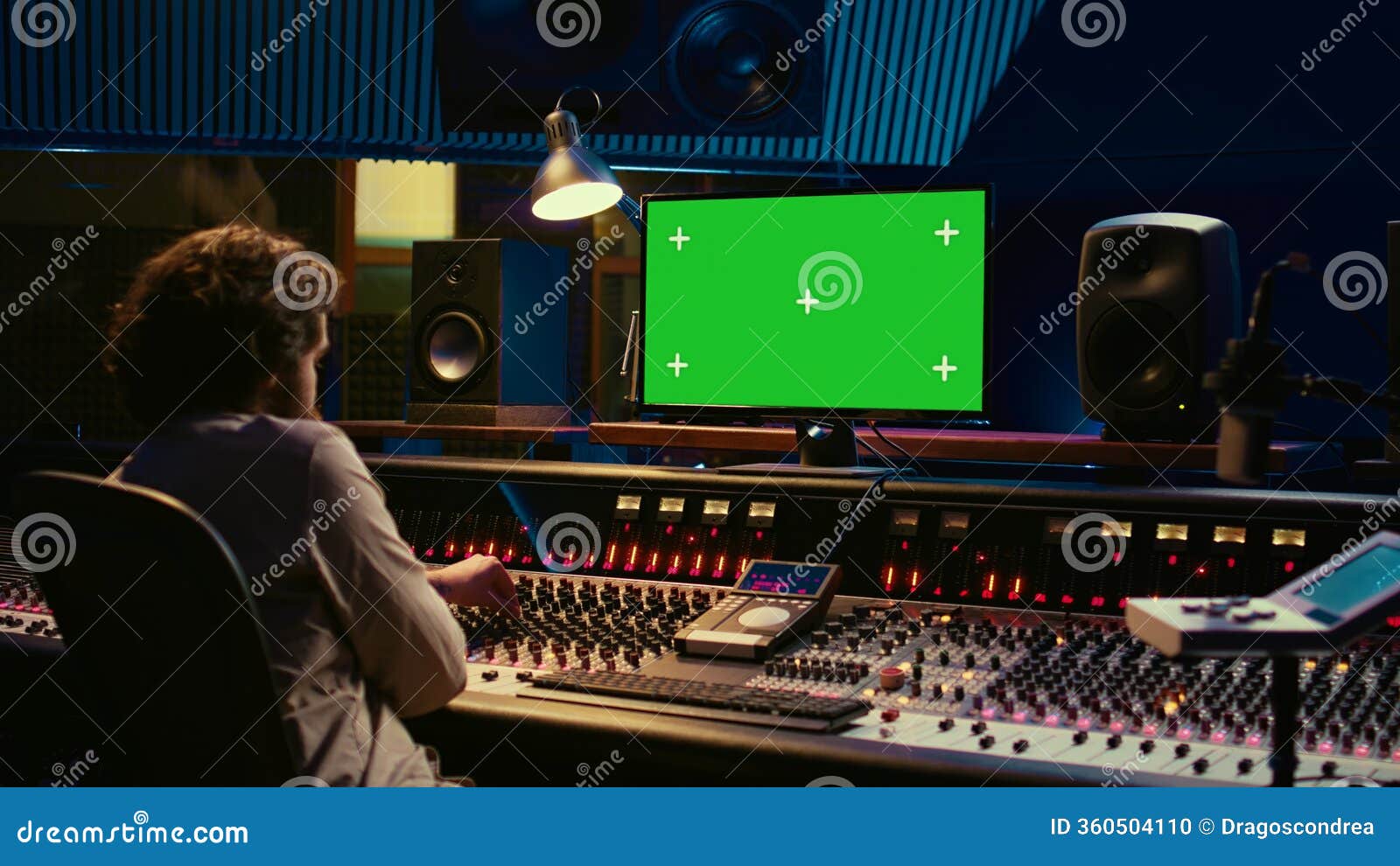 Sound Designer Editing and Recording Tracks with Mixing Console in ...