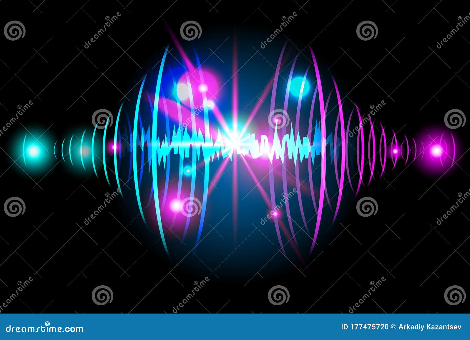 Sound Effect with Fireflies Rays of Light and Sound Waves Stock Vector ...