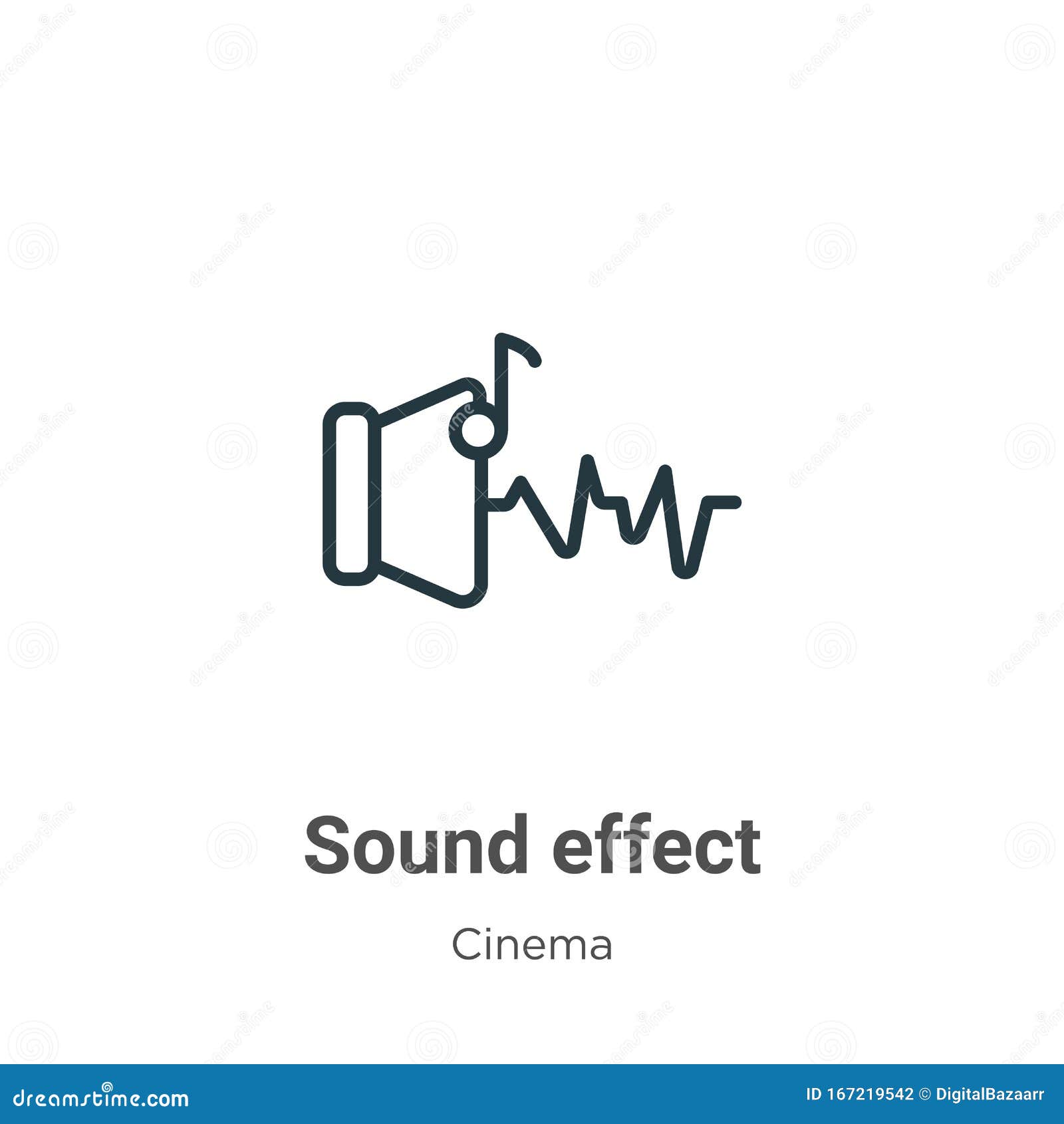 Sound Effect Outline Vector Icon. Thin Line Black Sound Effect Icon ...