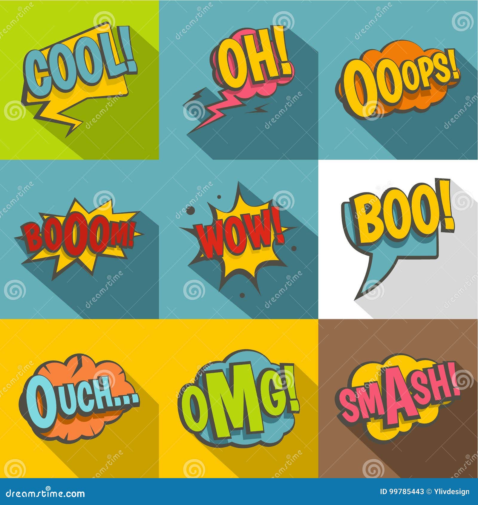 Sound Effects Icon Set, Flat Style Stock Vector - Illustration of ...