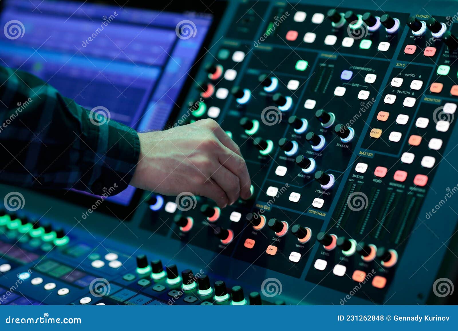 Sound Engineer Controls Digital Mixing Console Stock Photo - Image of ...
