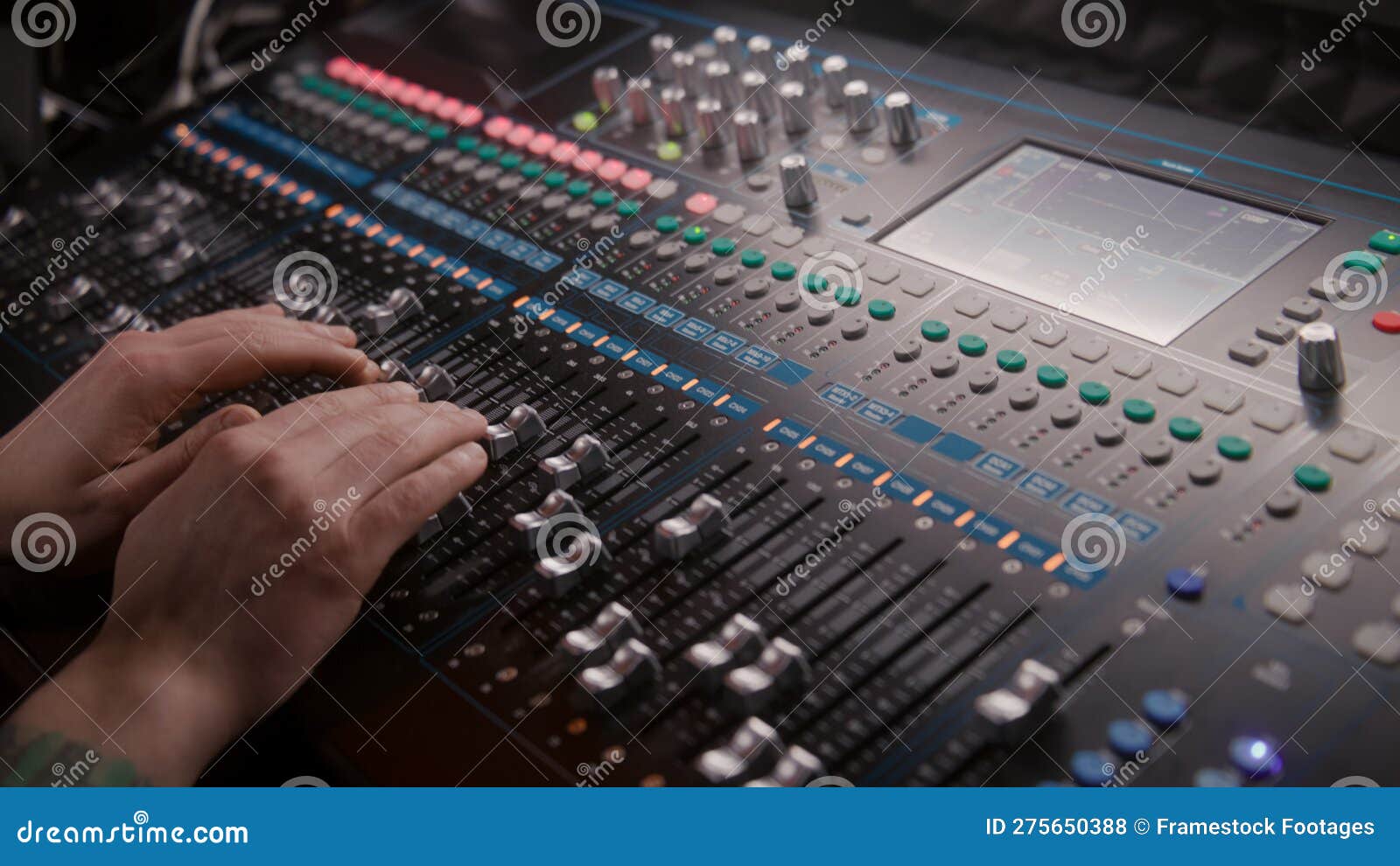 Sound Engineer Creates Music Using Audio Mixer Stock Photo - Image of ...