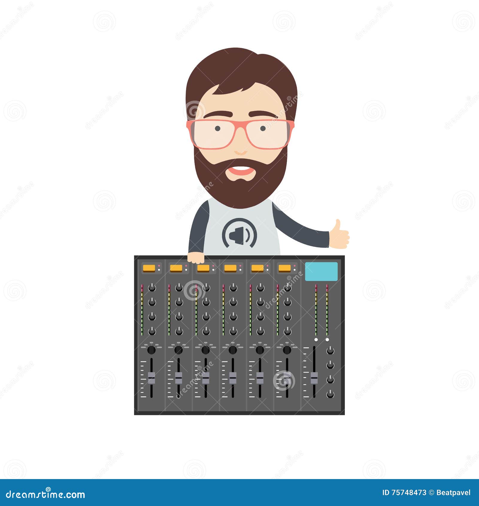 Sound Engineer with Mixer stock illustration. Illustration of sound ...