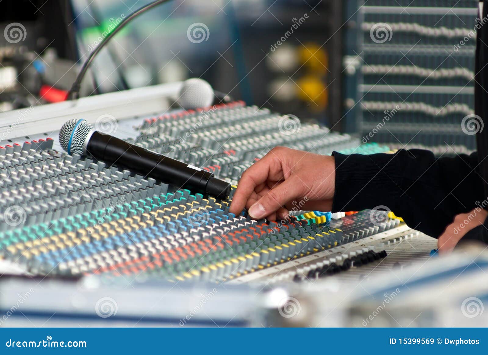 Sound Engineer Music Producer Adjusting And Balancing Audio On Rock ... Sound Engineer Music Producer Adjusting And Balancing Audio On Rock ...
