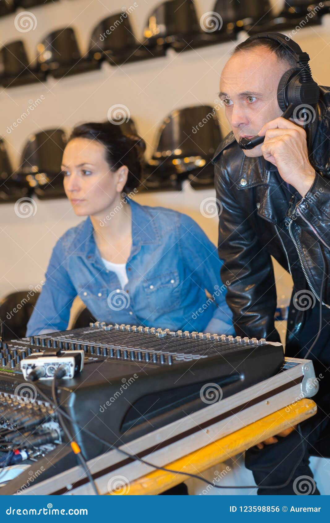 Sound Engineer Talking Microphone Stock Photo - Image of professional ...