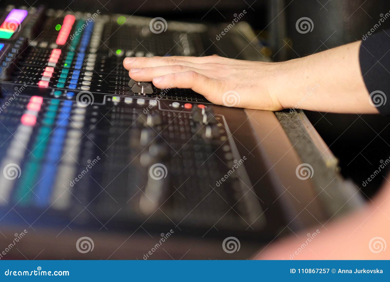The sound engineer at work stock image. Image of buttons - 110867257