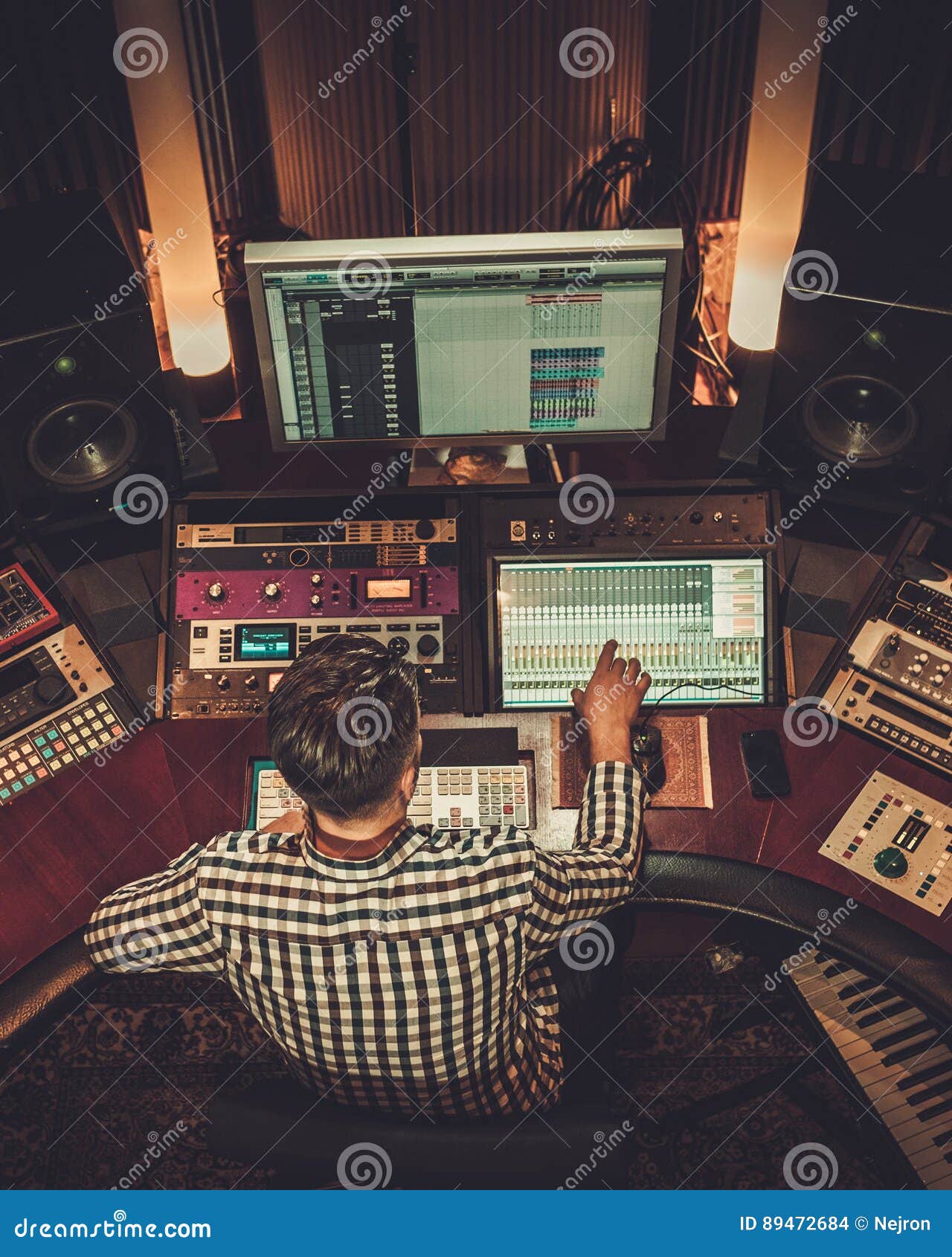 Sound Engineer Working in Boutique Recording Studio. Stock Photo ...