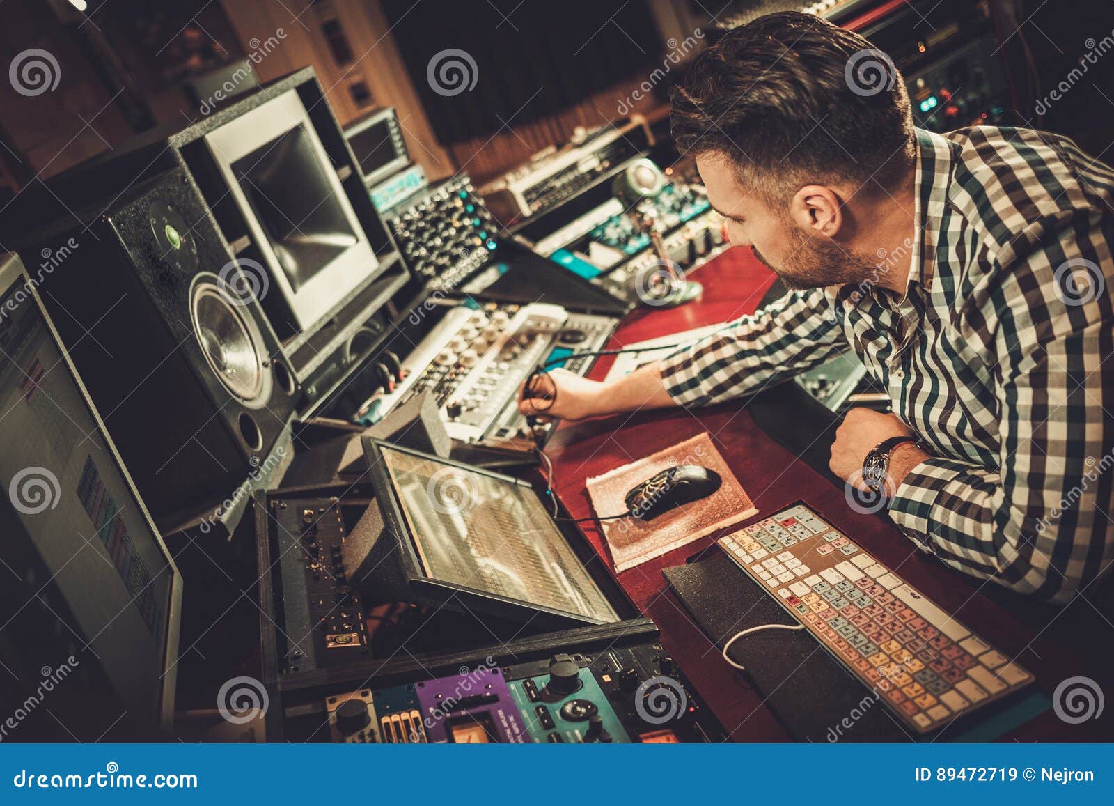 Sound Engineer Working in Boutique Recording Studio. Stock Image ...