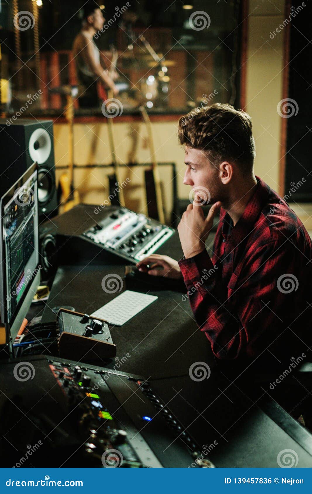 Sound Engineer Working in a Music Studio Stock Photo - Image of ...