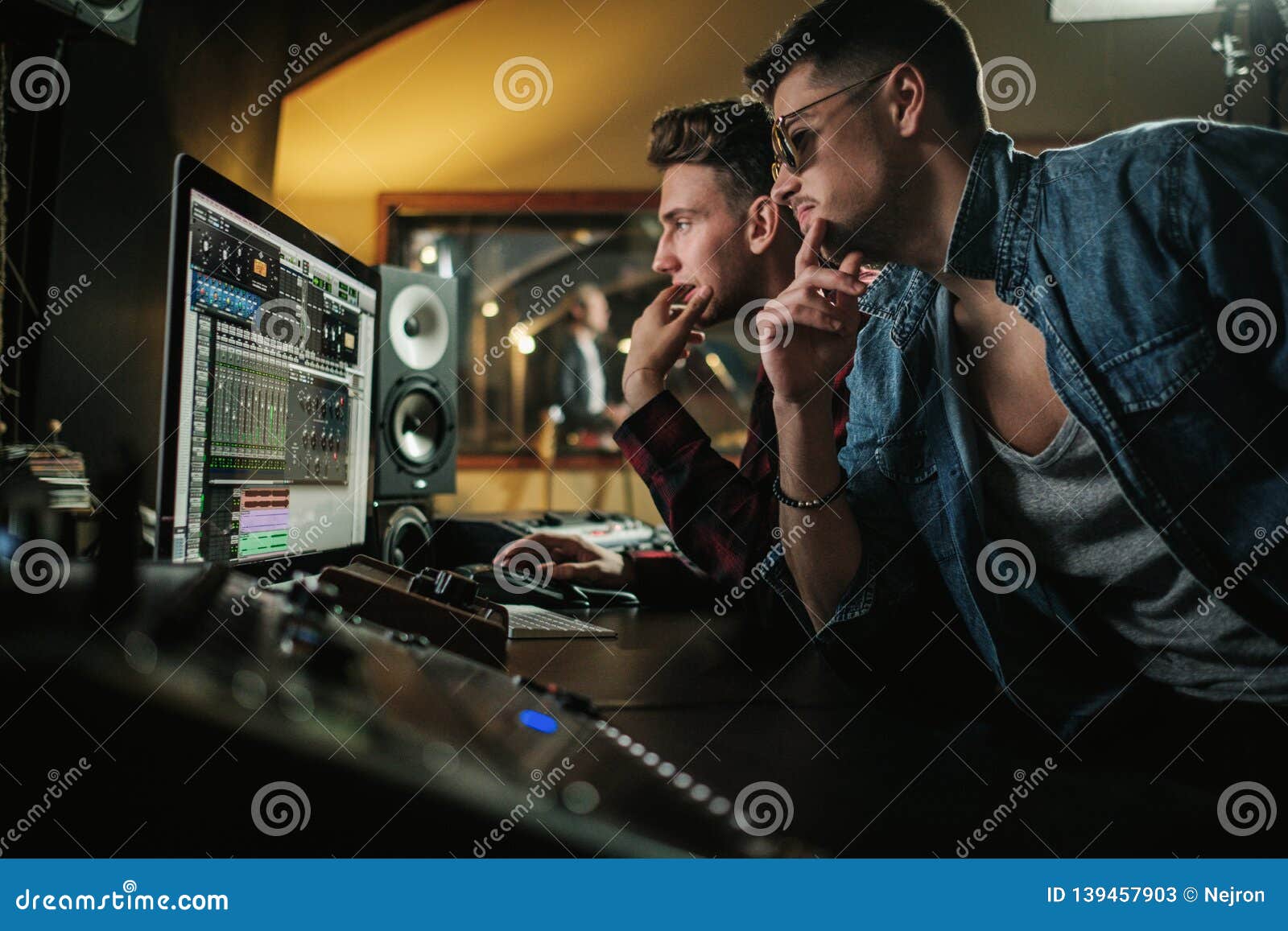 Sound Engineer Working in a Music Studio Stock Image - Image of ...