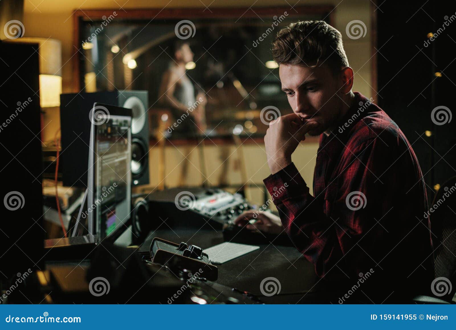 Sound Engineer Working in a Music Studio Stock Image - Image of ...