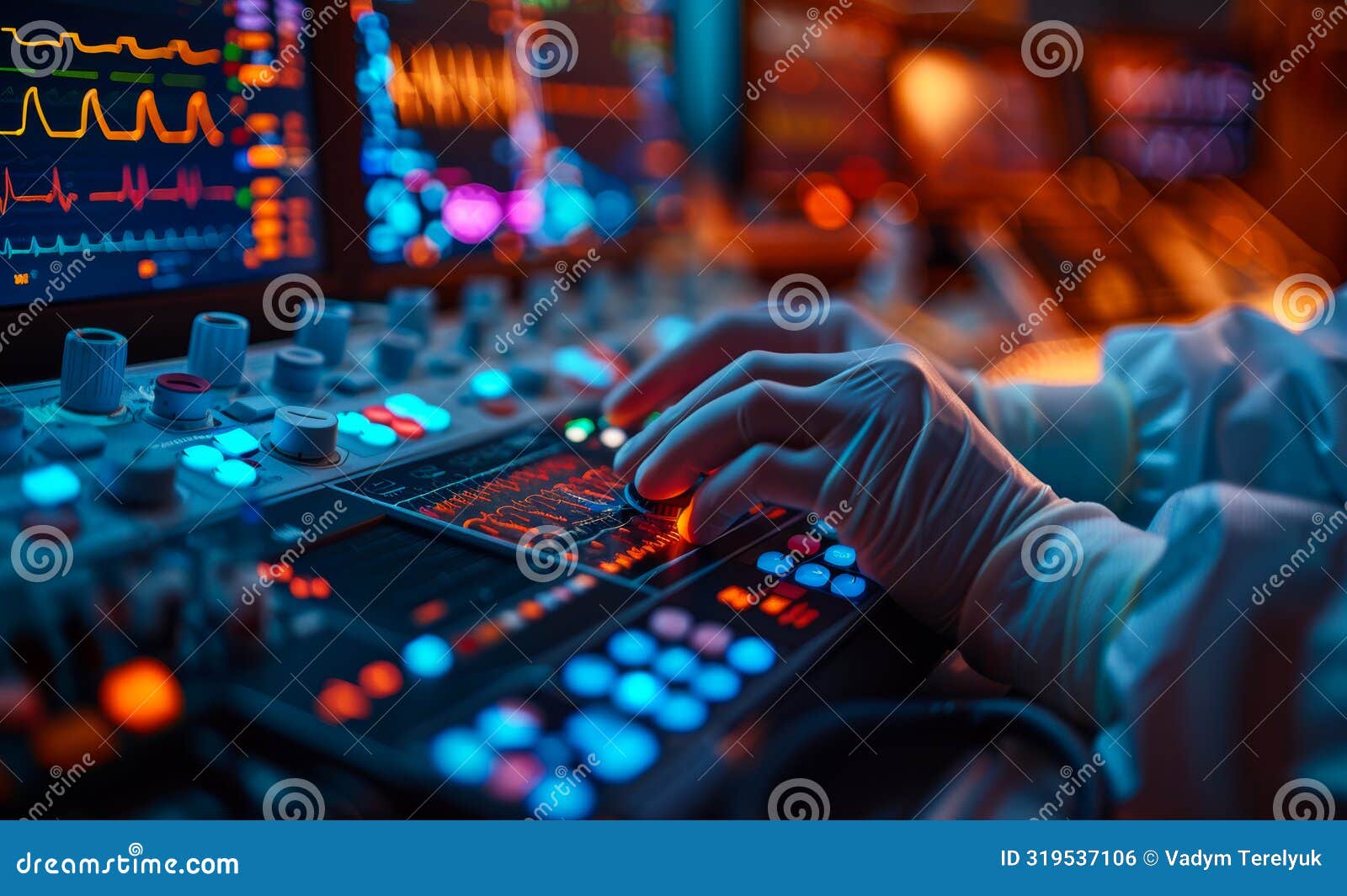 Sound Engineer Working on Professional Audio Mixing Console. Stock ...
