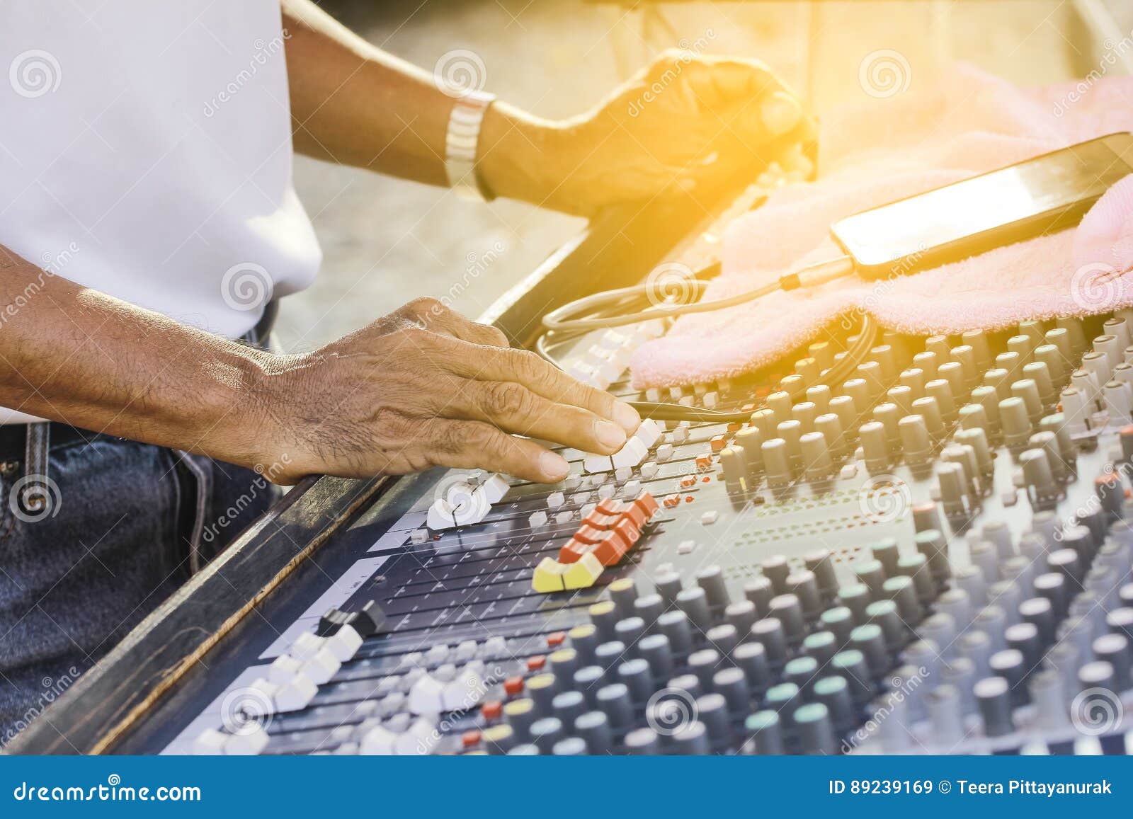 Sound Engineer Working with Sound Mixer Stock Image - Image of school ...