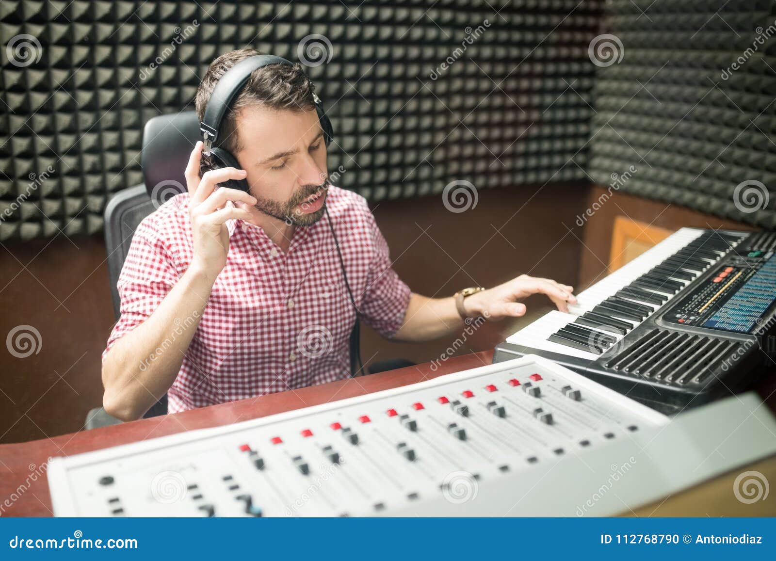 Sound Engineer Working in Soundproof Recording Studio Stock Photo ...