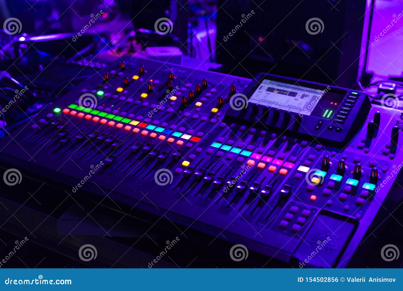 Sound Engineering Running the Console during a Concert. Focus in the ...