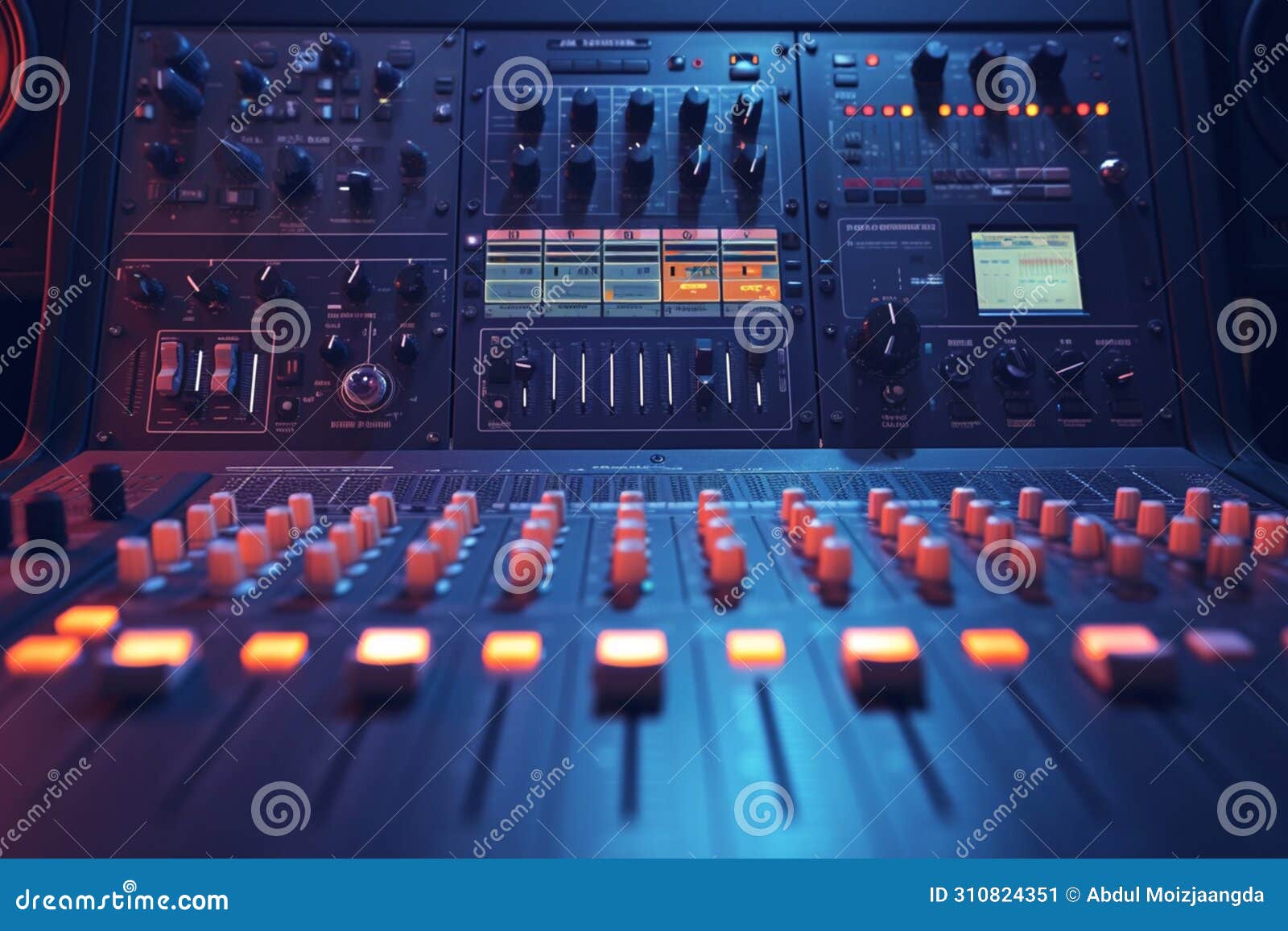 Sound Engineering Setup Professional Audio Mixer Control Panel Close Up ...