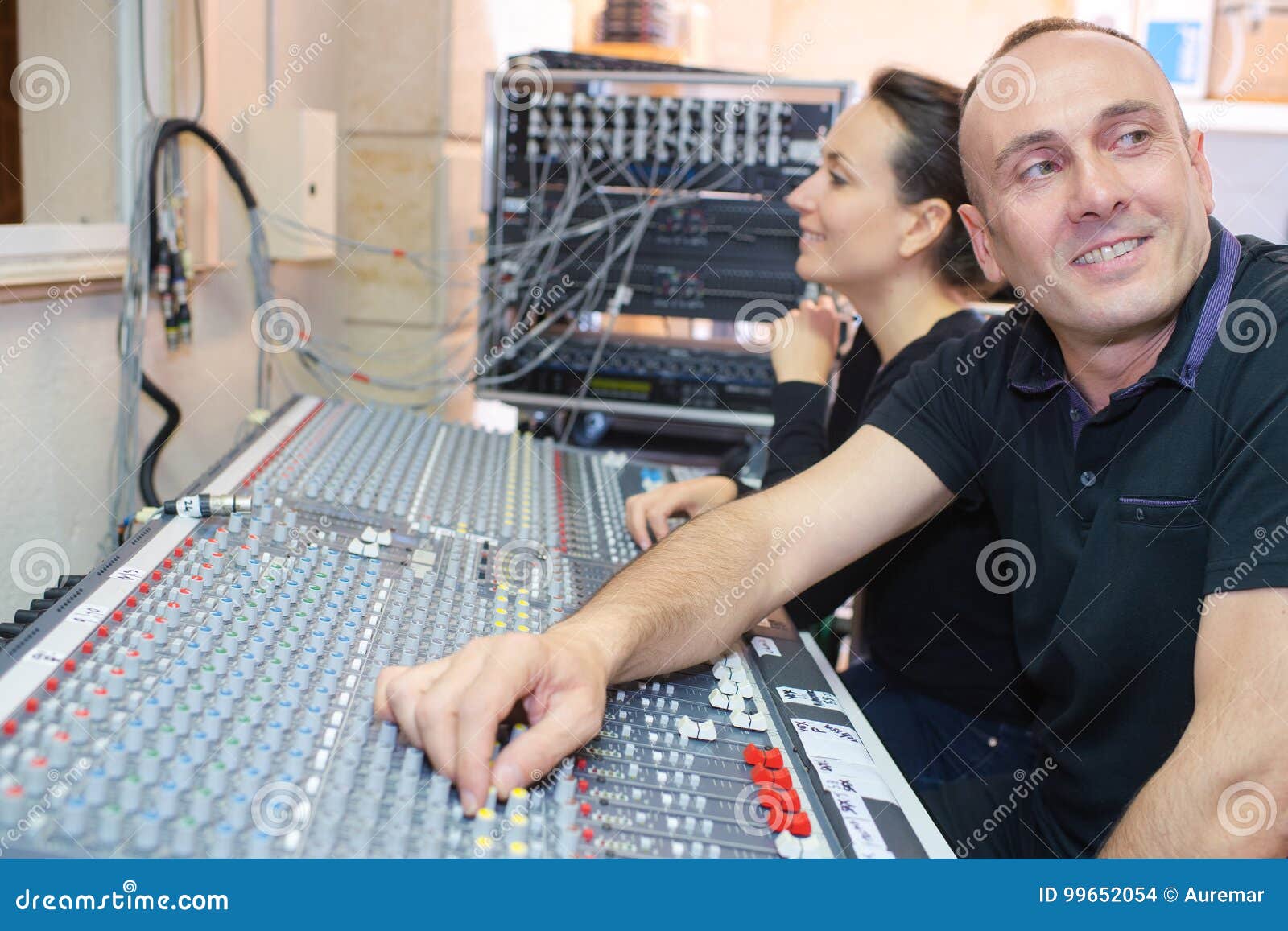 Sound Engineers in Recording Studio Stock Photo - Image of radio ...