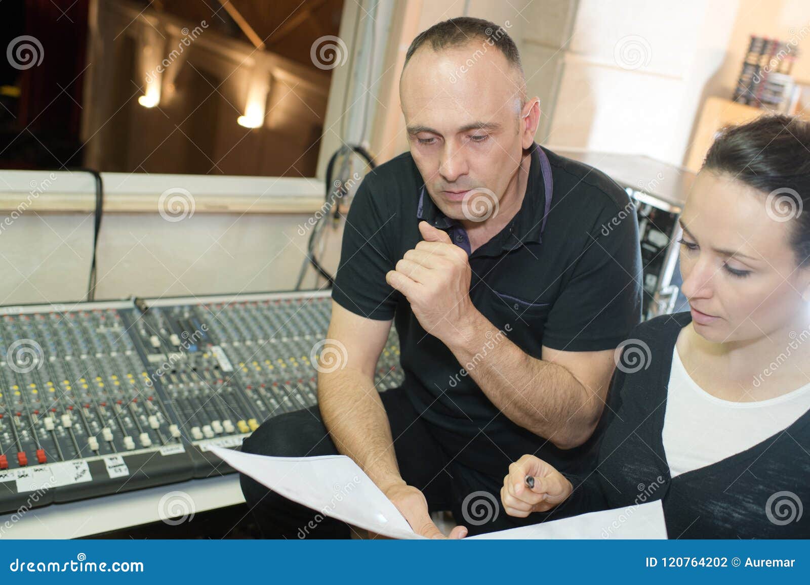 Sound engineers at work stock photo. Image of music - 120764202