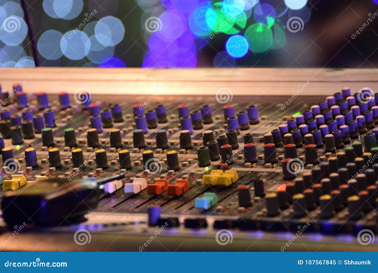 Sound equalizer in studio stock image. Image of blue - 107567845