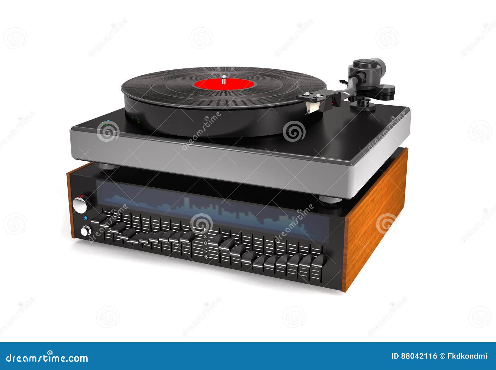 Sound Equalizer, Turntable, Vinyl Record 3d Illustration. Stock ...
