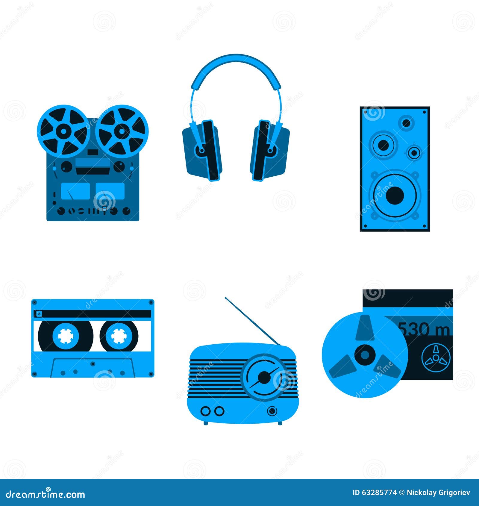 Sound equipment icons stock vector. Illustration of amplifier - 63285774