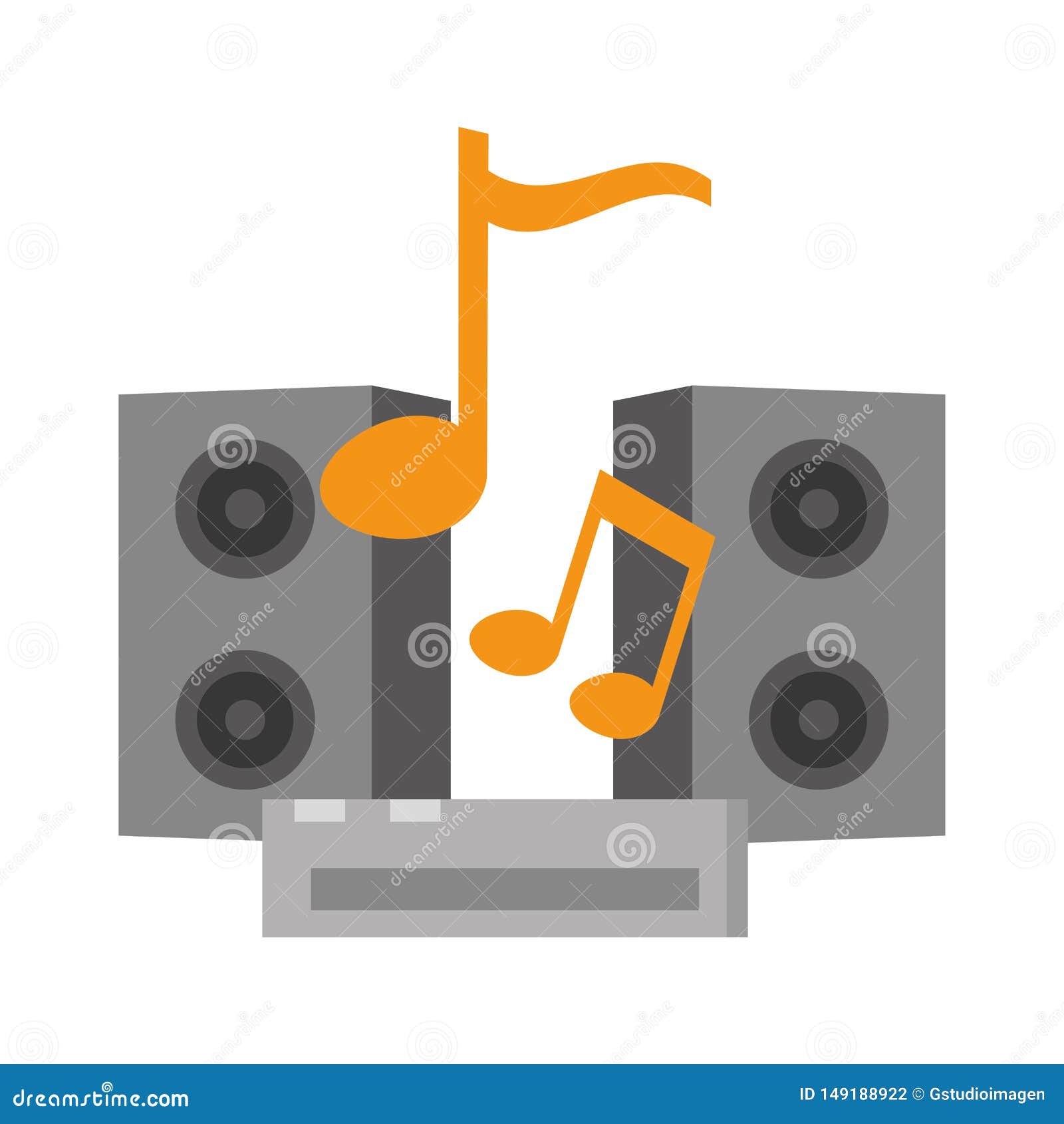 Sound Equipment with Musical Notes Icon Stock de ilustración ...