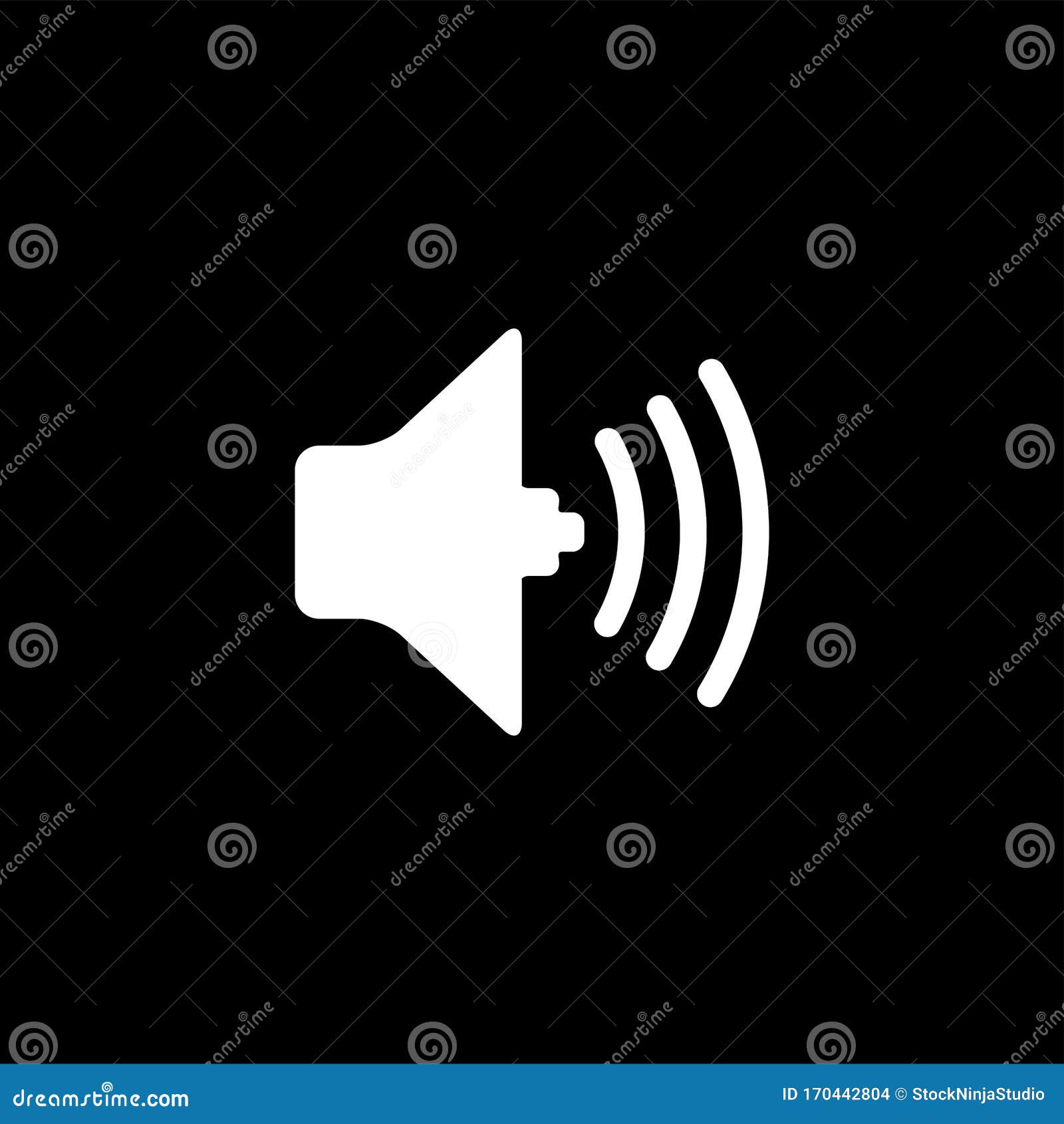 Sound Icon on Black Background. Black Flat Style Vector Illustration ...