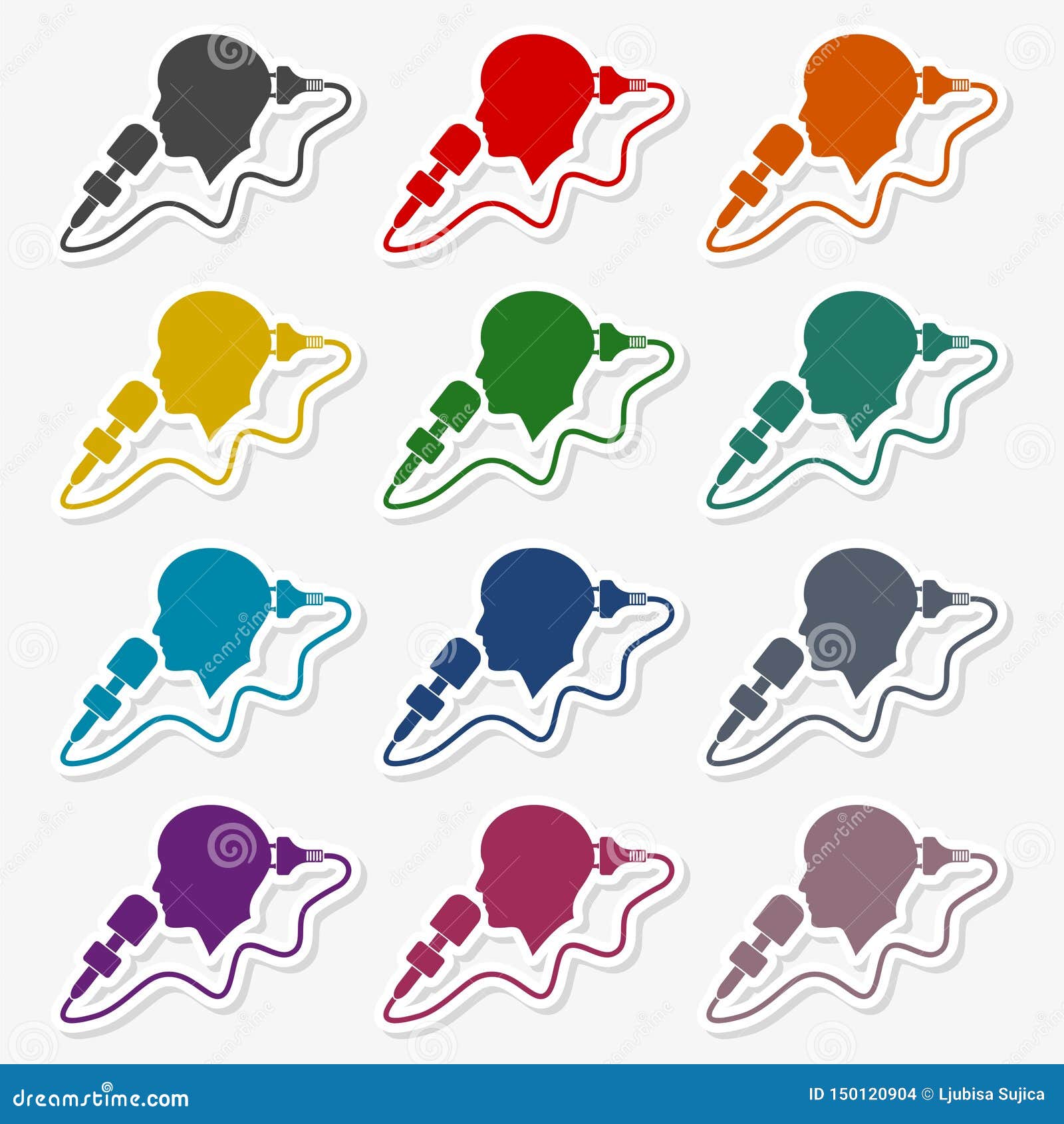 Sound icon in human head stock vector. Illustration of hair - 150120904