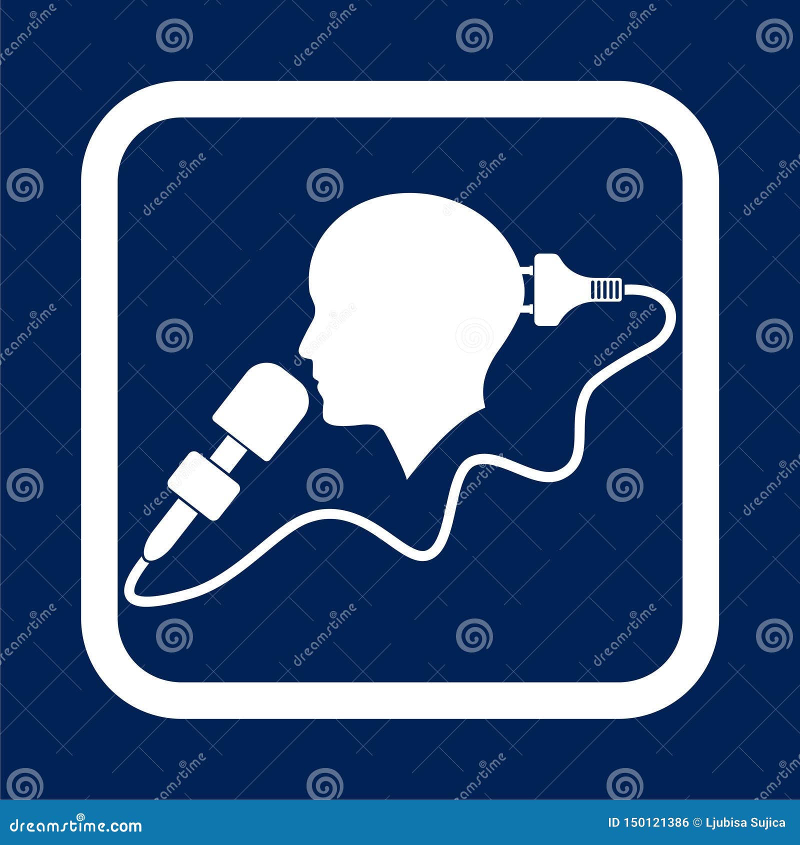 Sound icon in human head stock vector. Illustration of fashion - 150121386