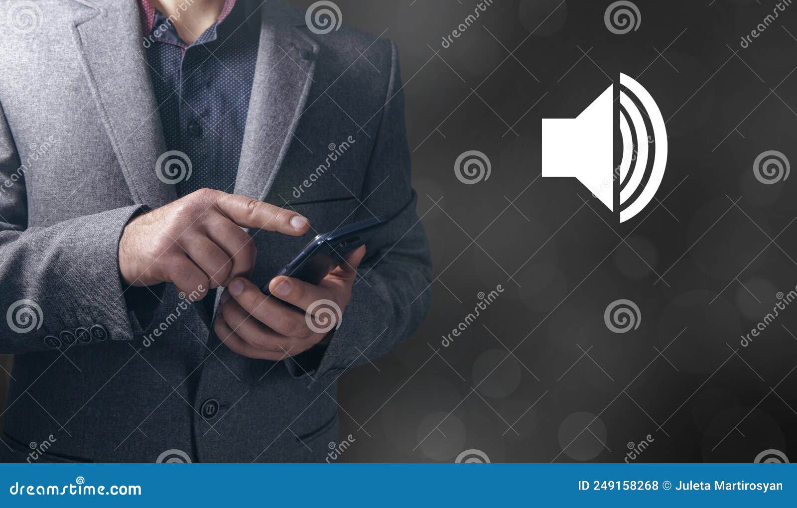 Sound on Icon. Man Holding a Phone in His Hand Stock Photo - Image of ...
