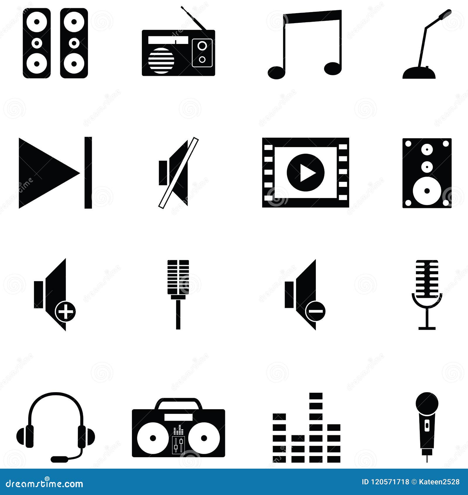 Sound icon set stock vector. Illustration of design - 120571718