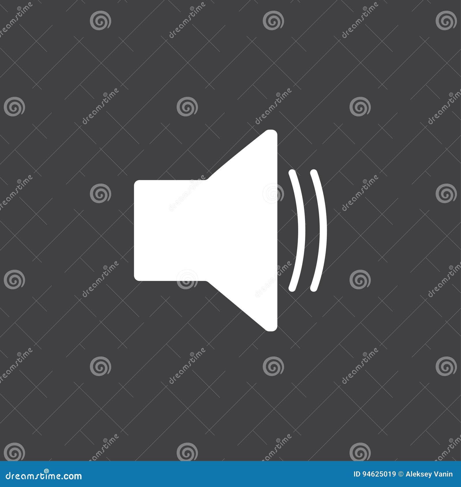 Sound Icon. Speaker Sign Isolated on Black. Stock Illustration ...