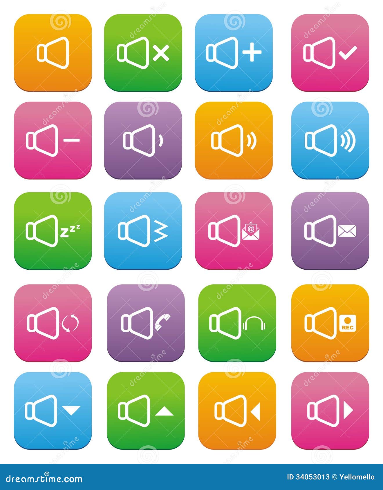 Sound Icons- Flat Style Icons Stock Illustration - Illustration of ...