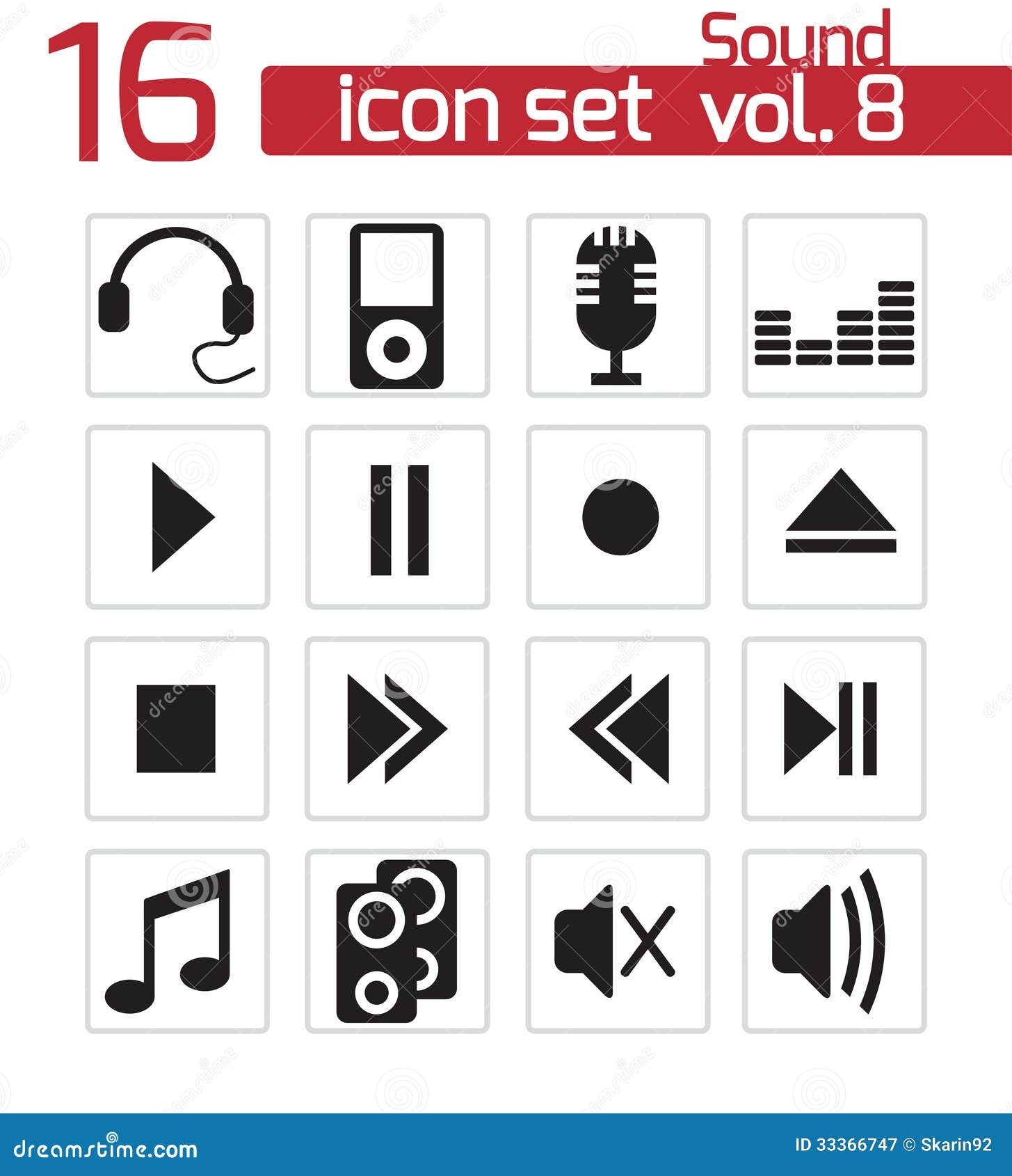Sound icons set stock illustration. Illustration of musical - 33366747