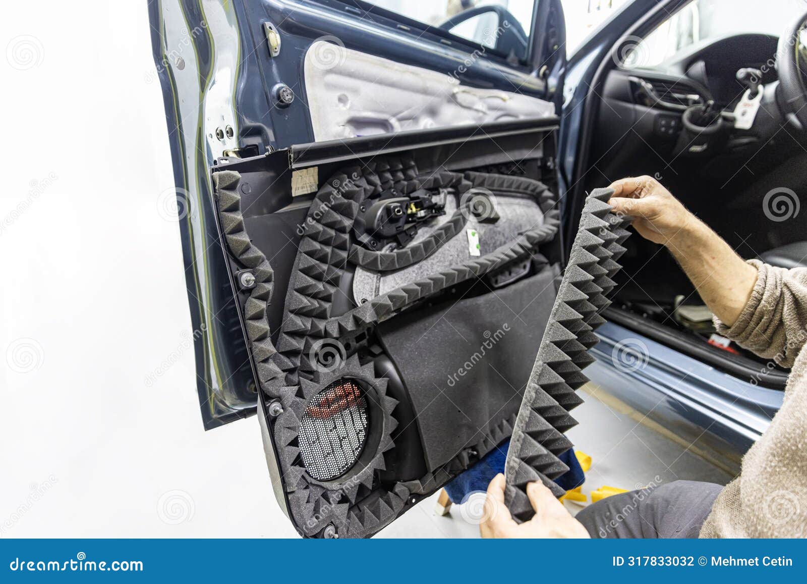 Sound Insulation of the Car. Installation of Sound Insulation Material ...