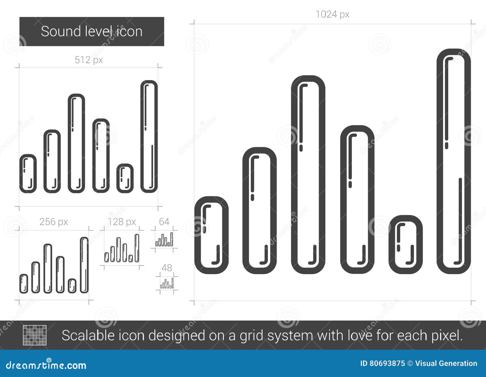 Sound level line icon. stock vector. Illustration of media - 80693875