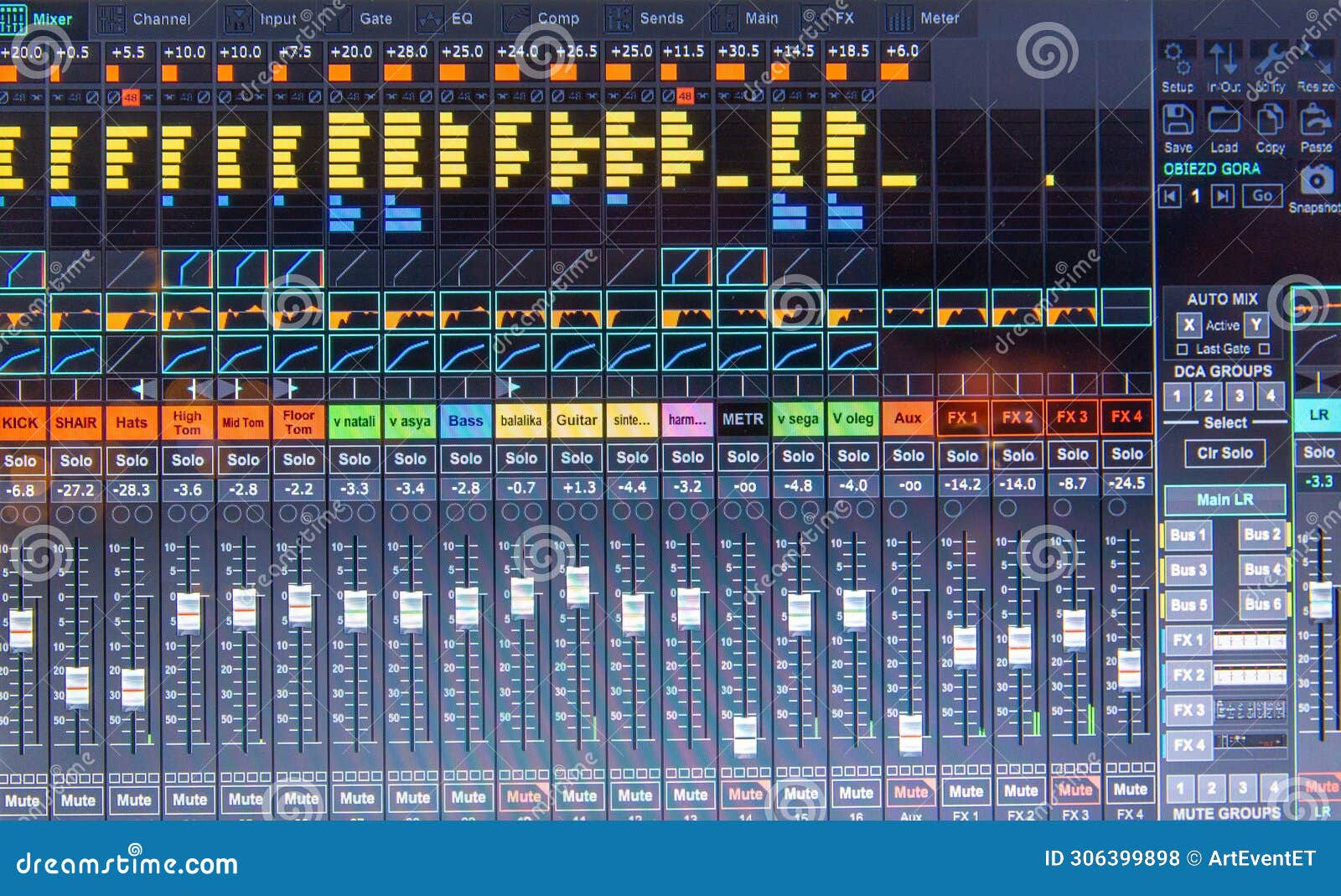 Sound and Light Mixer Console on Tablet Stock Photo - Image of ...
