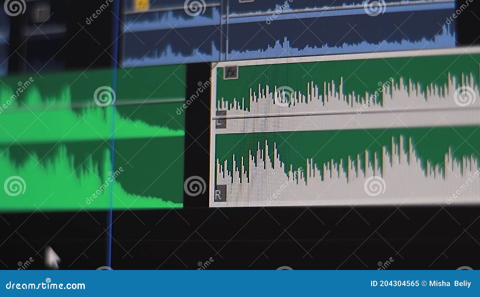 Sound Manager Zooms Sound Track of New Project Putting Cursor Stock ...