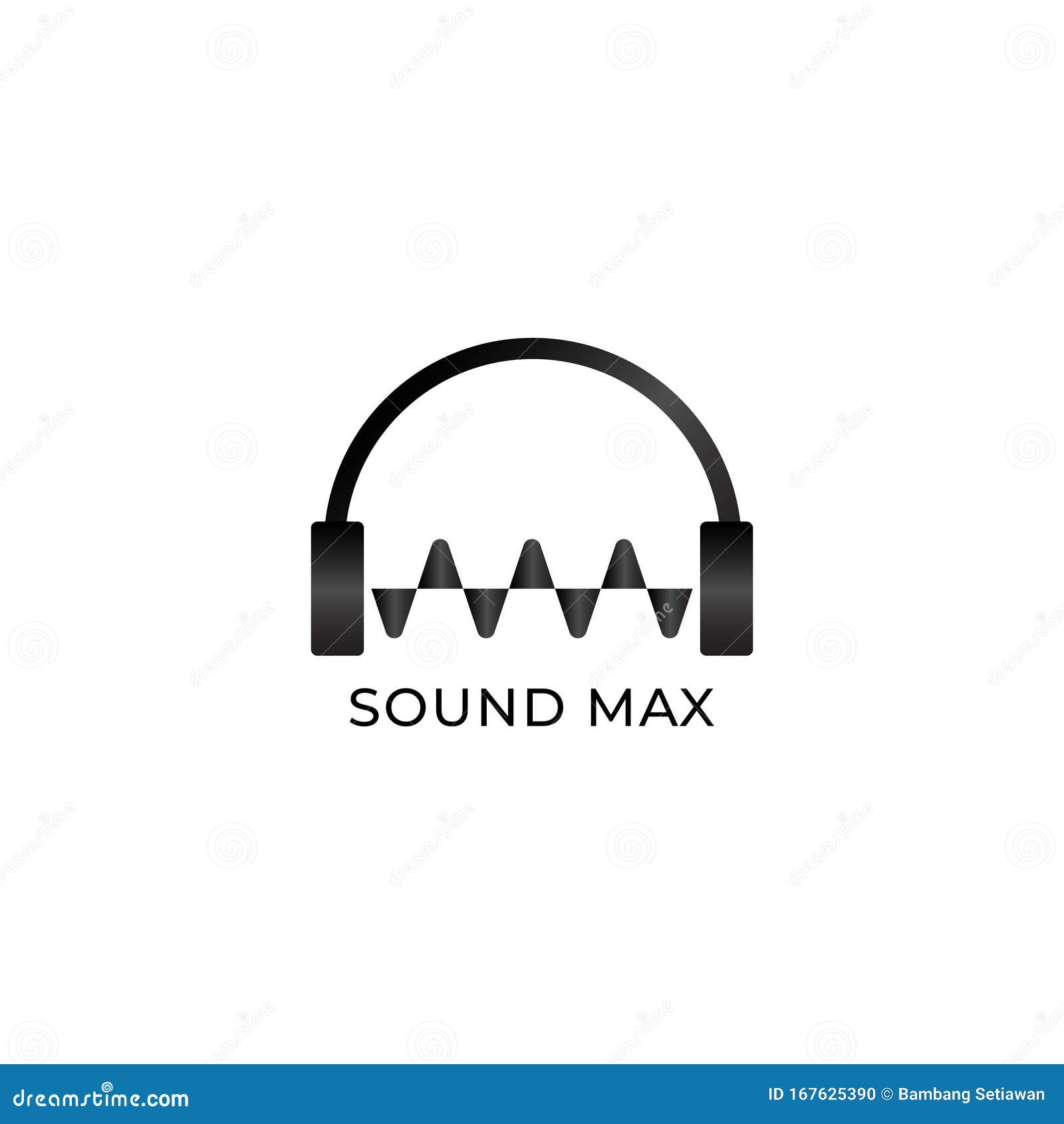 Sound Max Logo, Headphone & Sound Wave Logo Design Concept, Black and ...