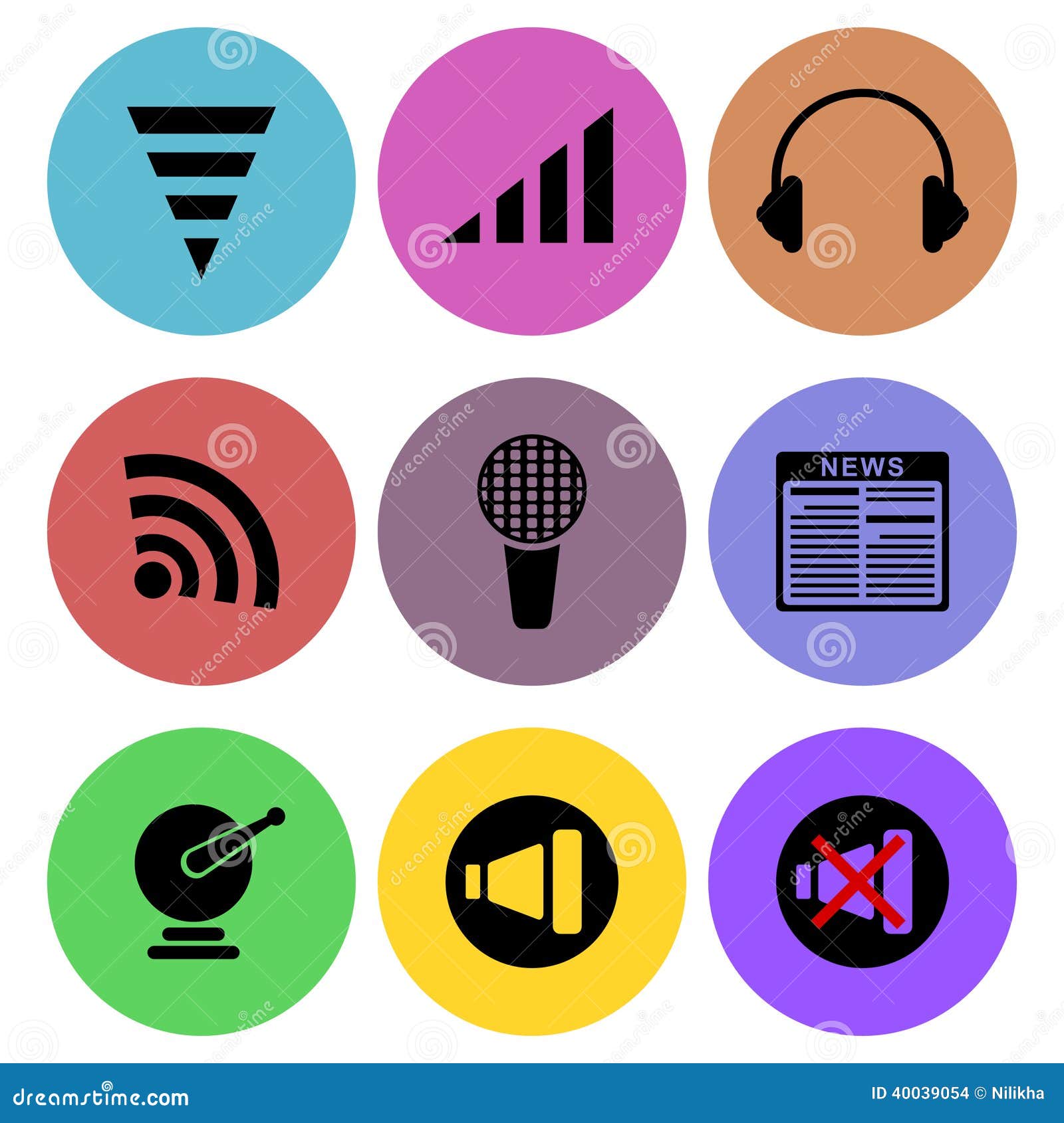 Sound and Media Related Icon Designs Stock Illustration - Illustration ...