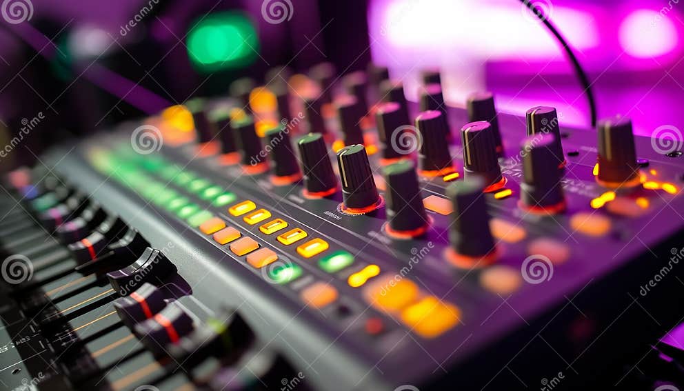 Sound Mixer Adjusting Knobs in Recording Studio for Performance ...