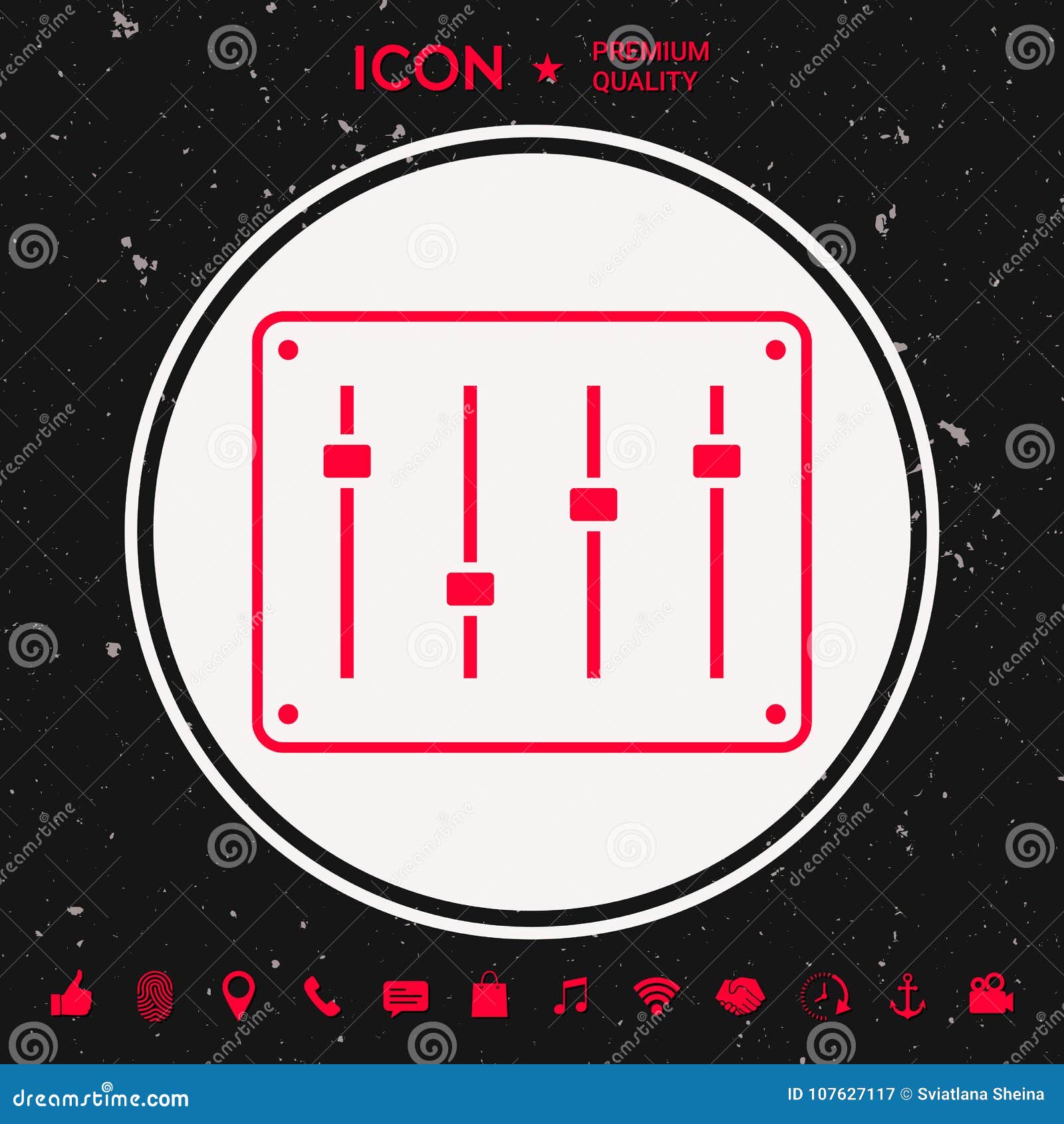Sound mixer console icon stock vector. Illustration of music - 107627117
