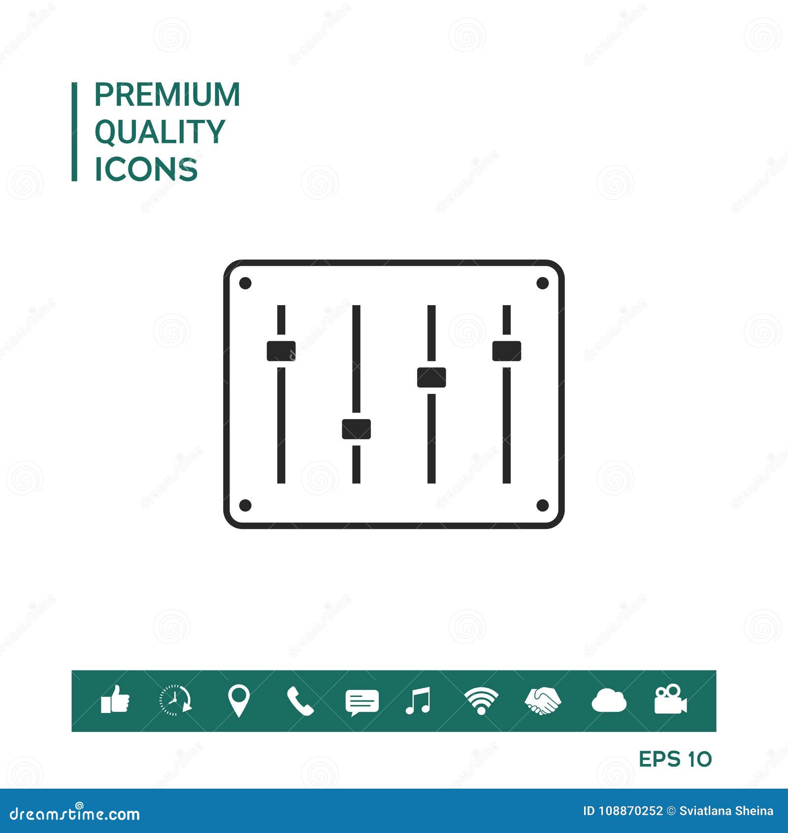 Sound mixer console icon stock vector. Illustration of button - 108870252