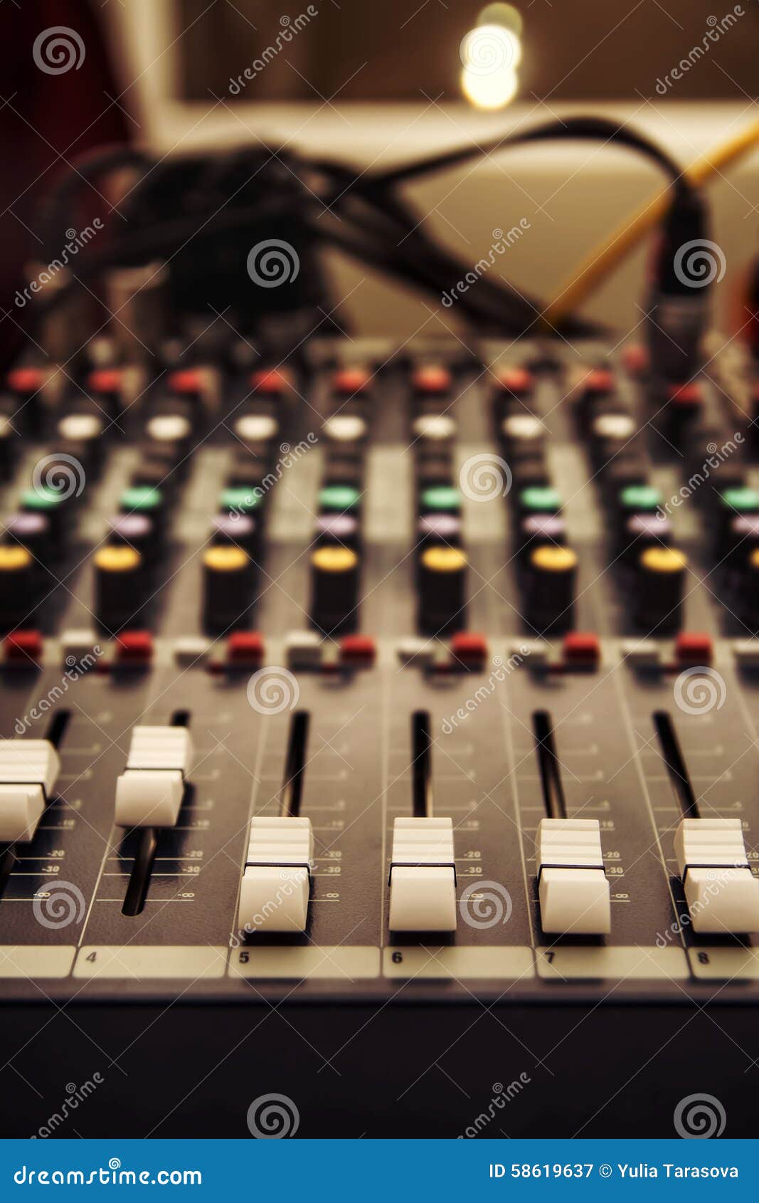 Sound Mixer Control Panel, Audio Controls Stock Image - Image of lights ...