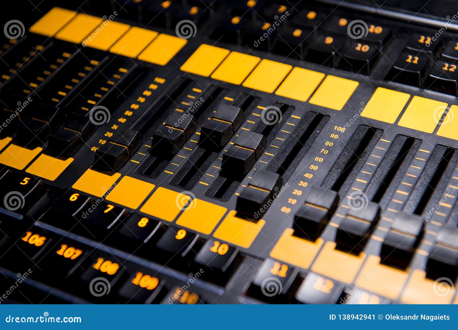 Sound Mixer Control Panel Prodaction, Close Up. Stock Image - Image of ...