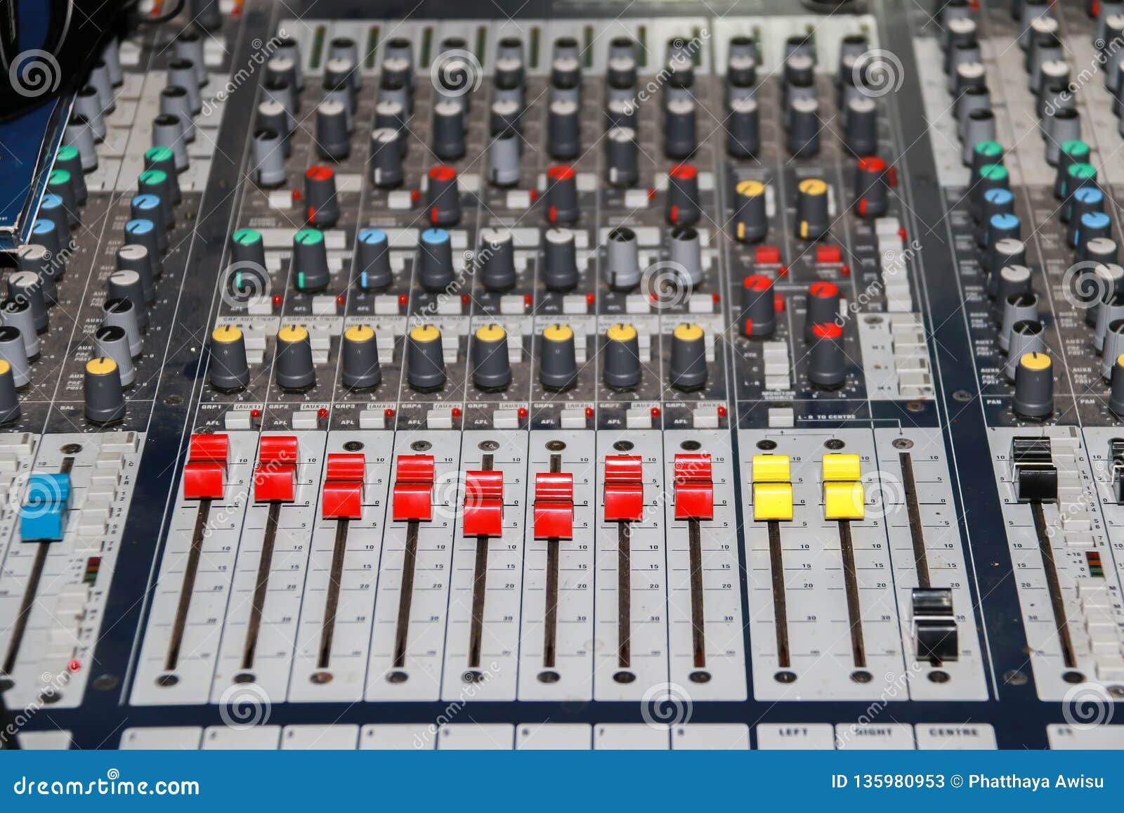 Sound Mixer Equalizer Panel with Dial Knob and Sliders Set Sidebar ...