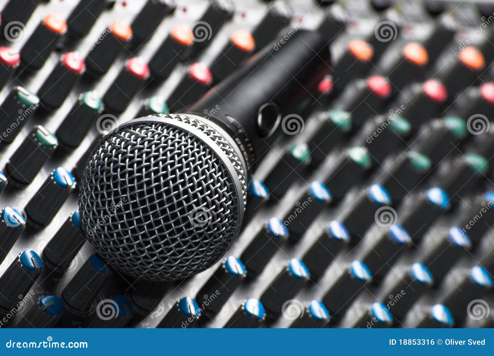 Sound Mixer with a Microphone Stock Photo - Image of mixing, acoustic ...