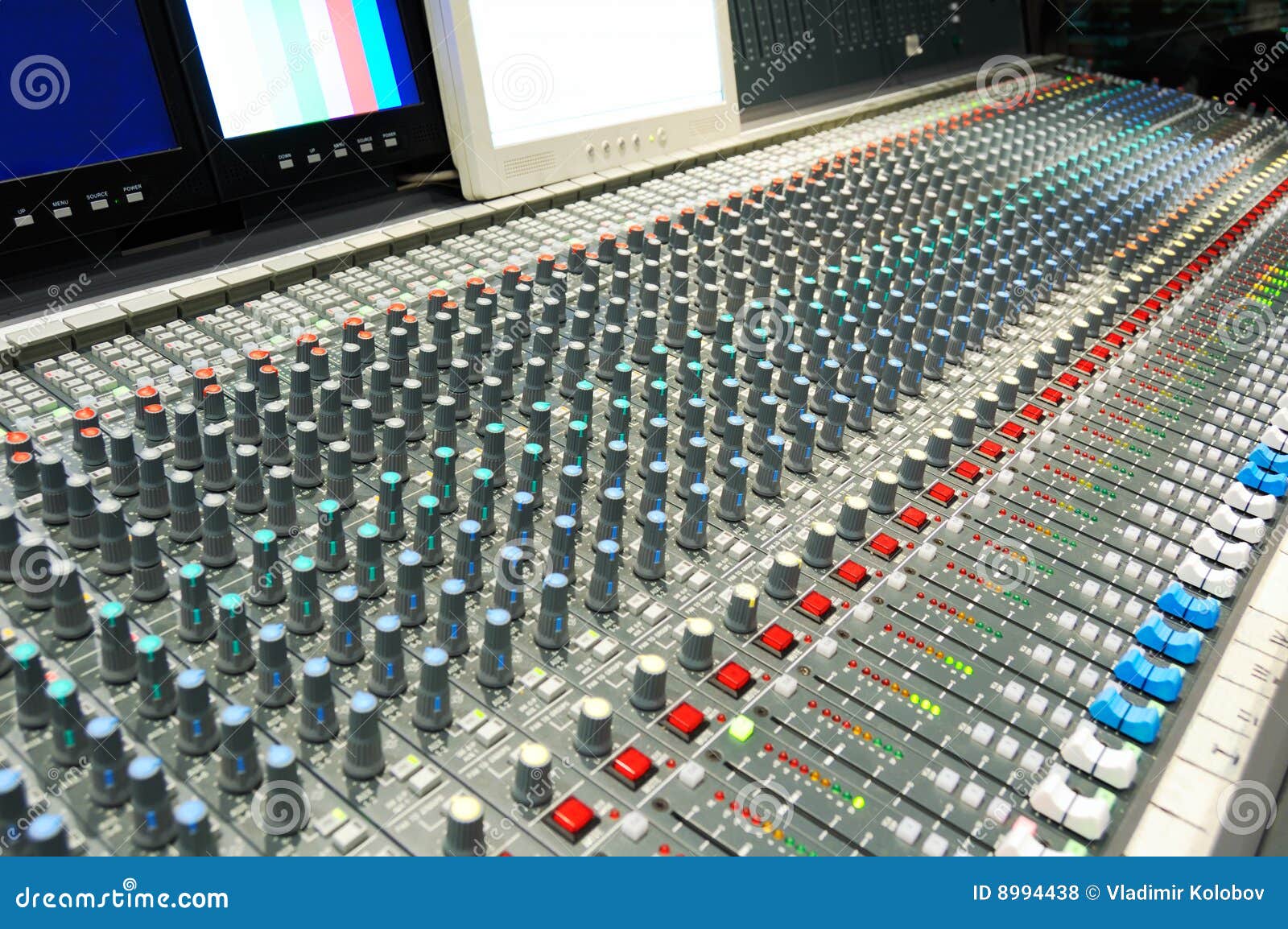Sound mixer with monitors. stock photo. Image of control - 8994438