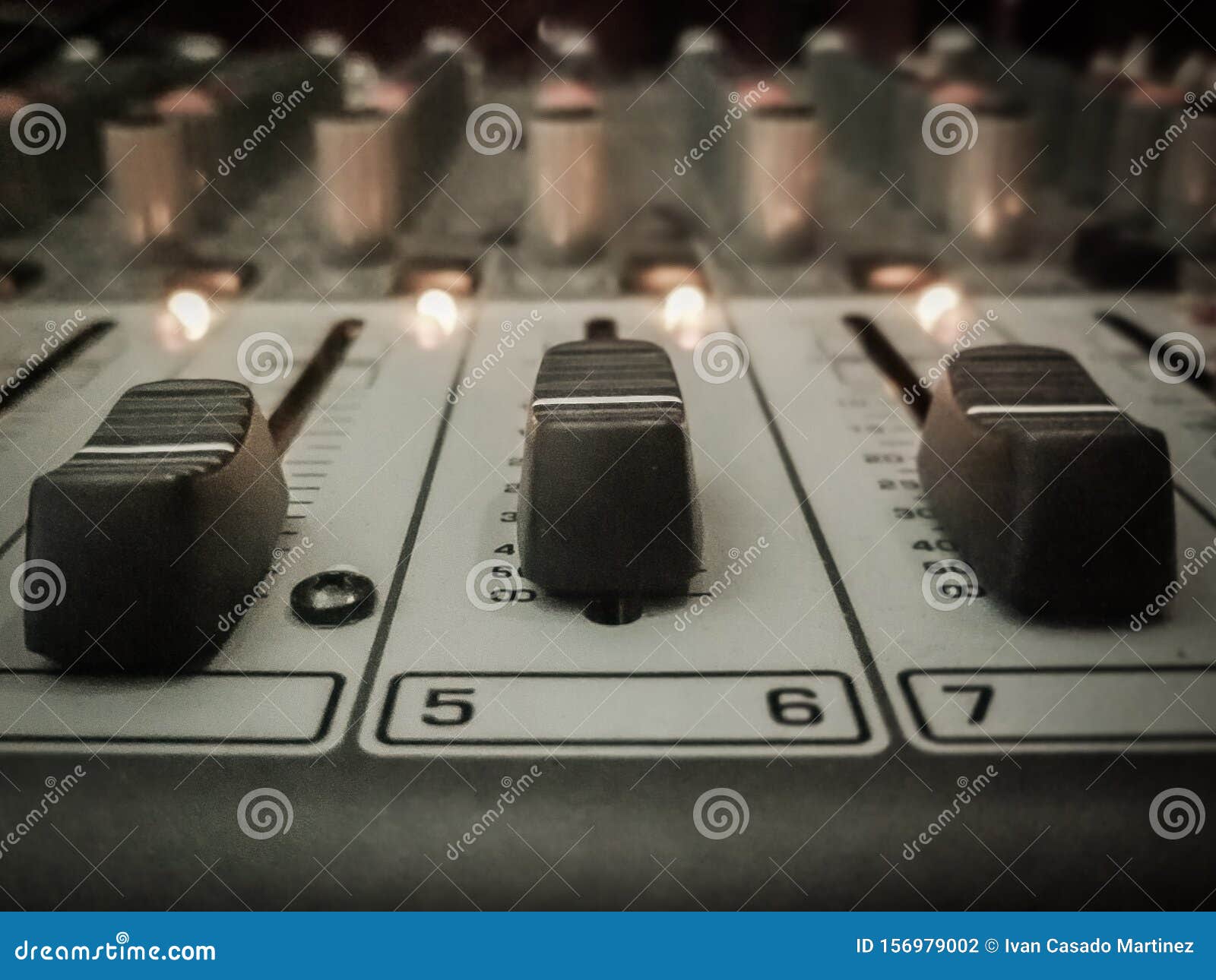 Sound mixer stock photo. Image of dimmers, three, yellow - 156979002