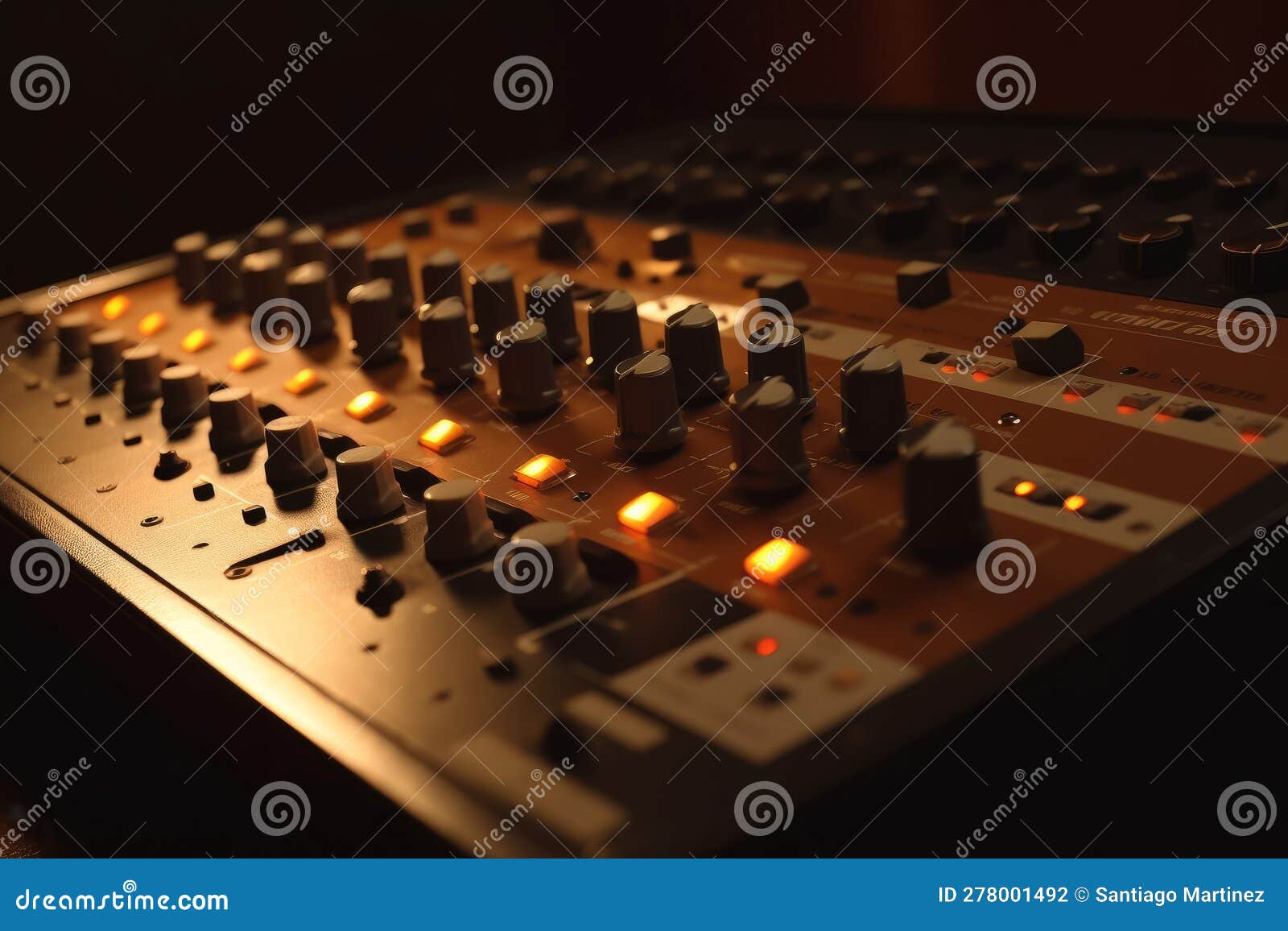 Sound Mixing Console with Lit Buttons Stock Illustration - Illustration ...
